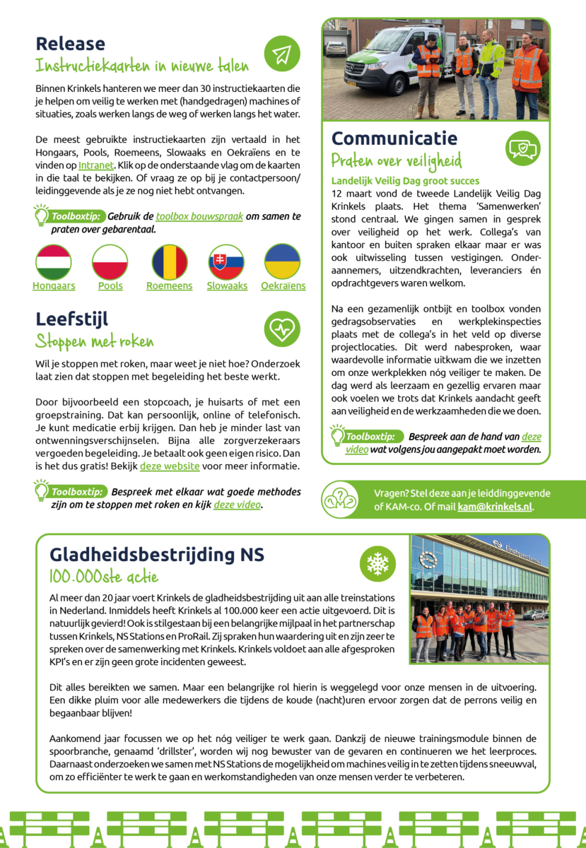 Nieuwsbrief Veilig Werken | Krinkels | Nieuws | Veiligheid– Krinkels